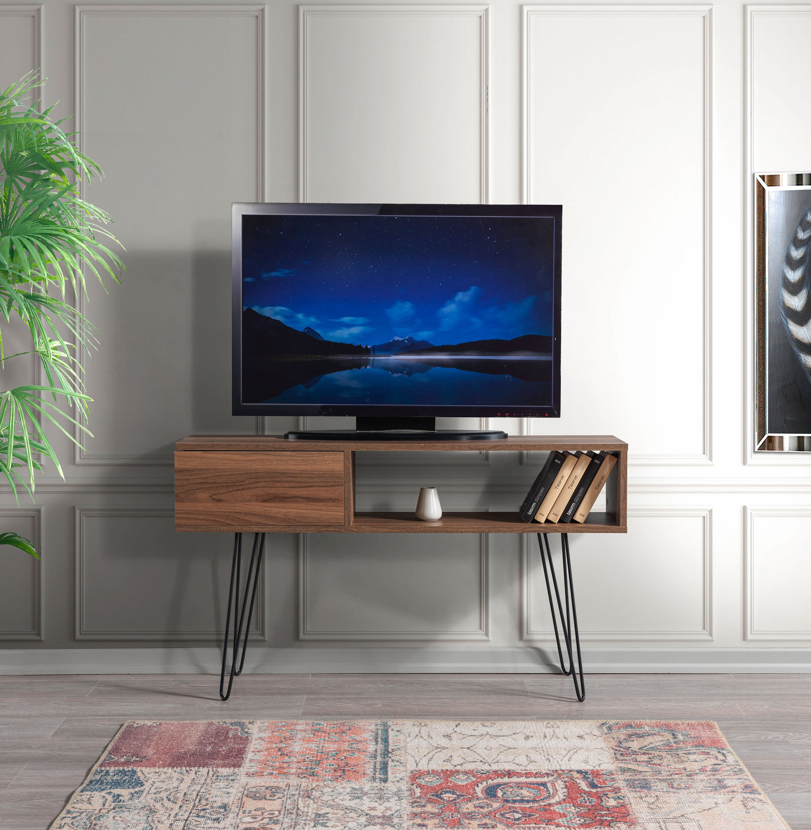 Lara Iron Foot Tv Unit Walnut | Online Furniture Shopping – DorpekUK