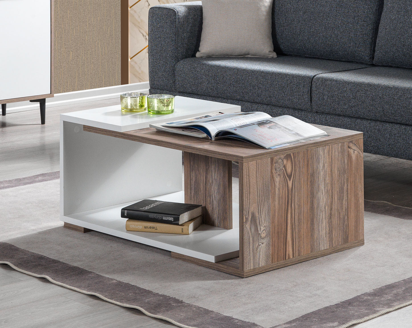 Modern Coffee Table White Walnut